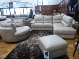 Amalfi thick leather corner sofa with cuddle chair footstool SofaMax Brands Outlet